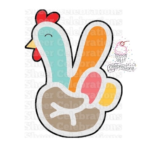 SC Turkey Peace Sign Hand 4.0" Cutter | Sheer Celebrations